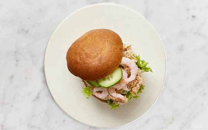 Slider med lakserilette og rejer